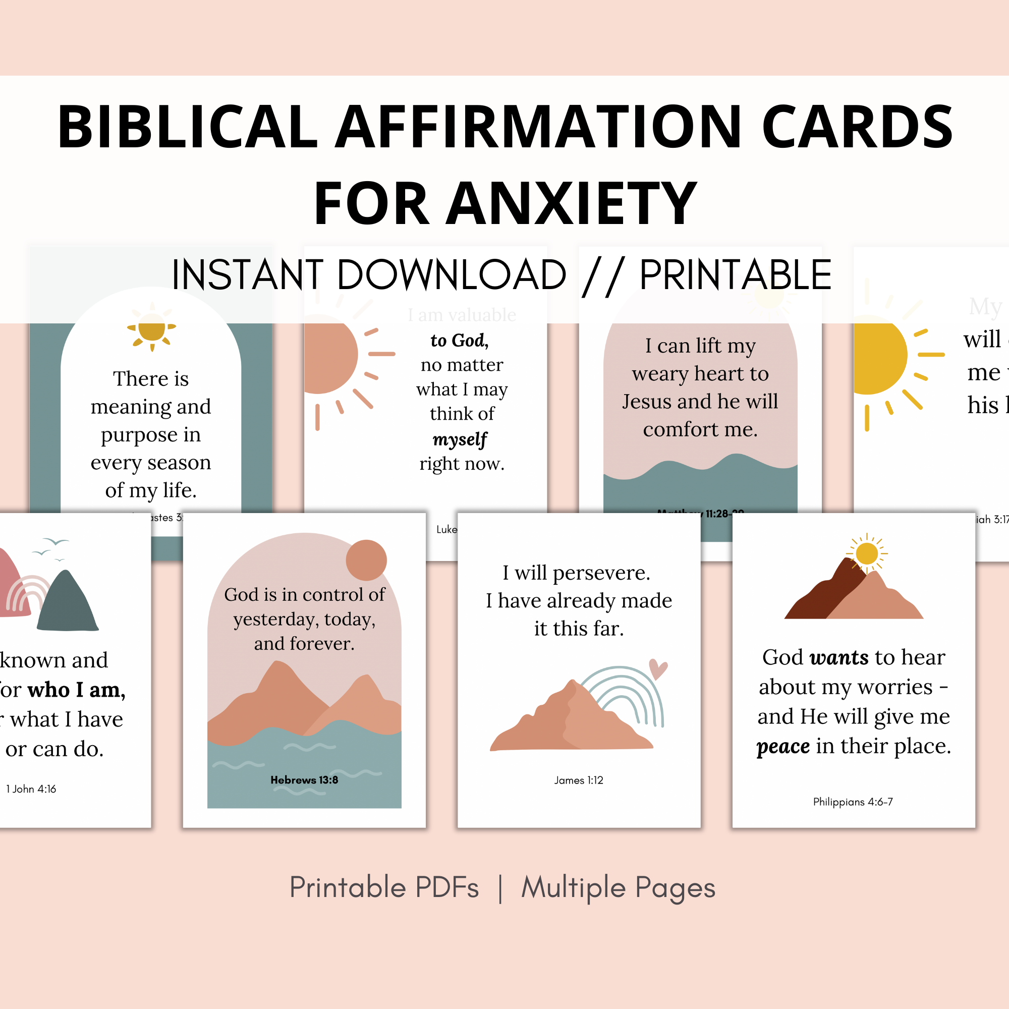 16 Biblical Affirmation Cards for Anxiety - Susannah Judd