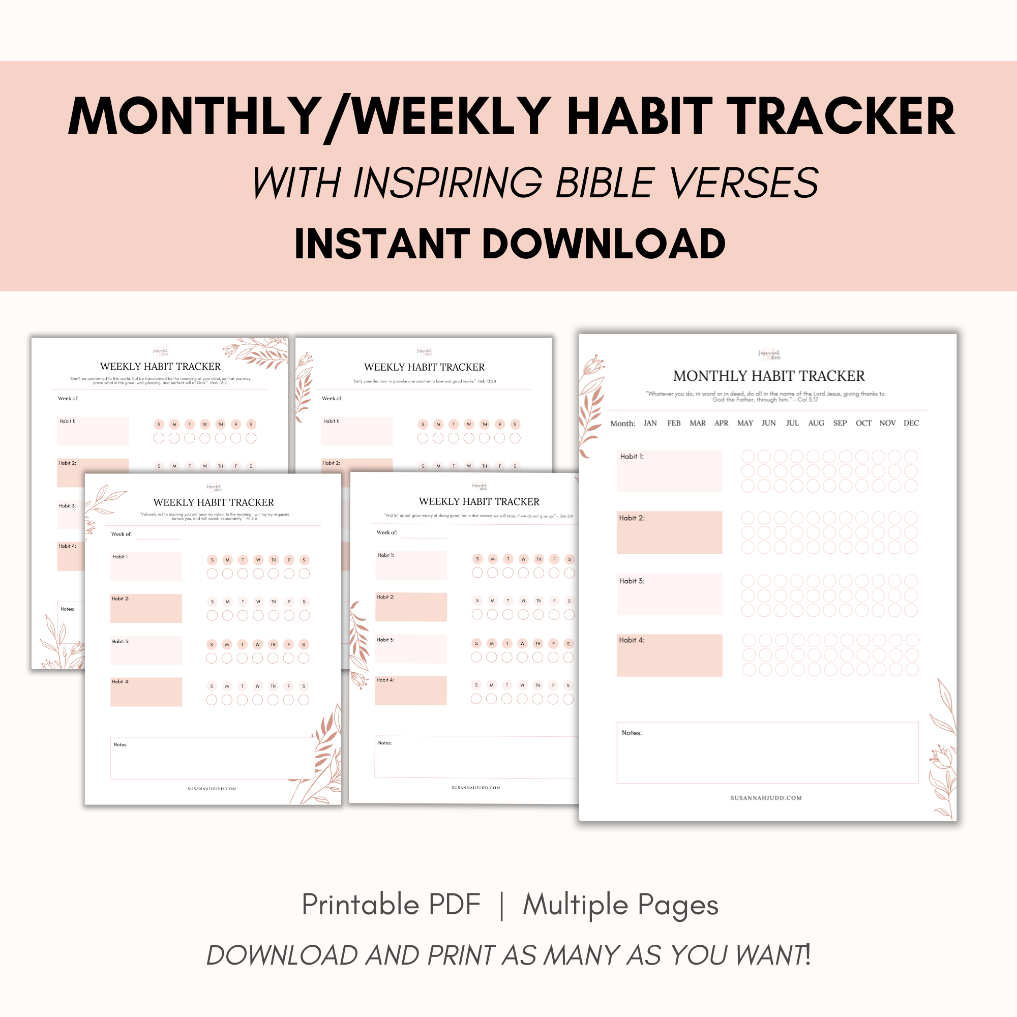 Monthly / Weekly Habit Tracker for Christians - Susannah Judd